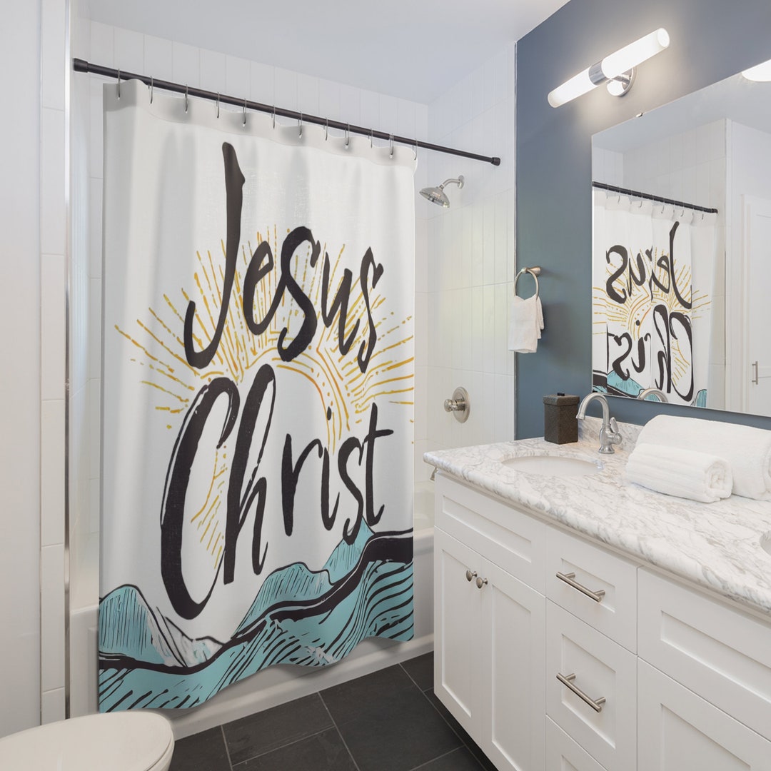 Jesus Christ Shower Curtain: Polyester Bathroom Decor - Etsy