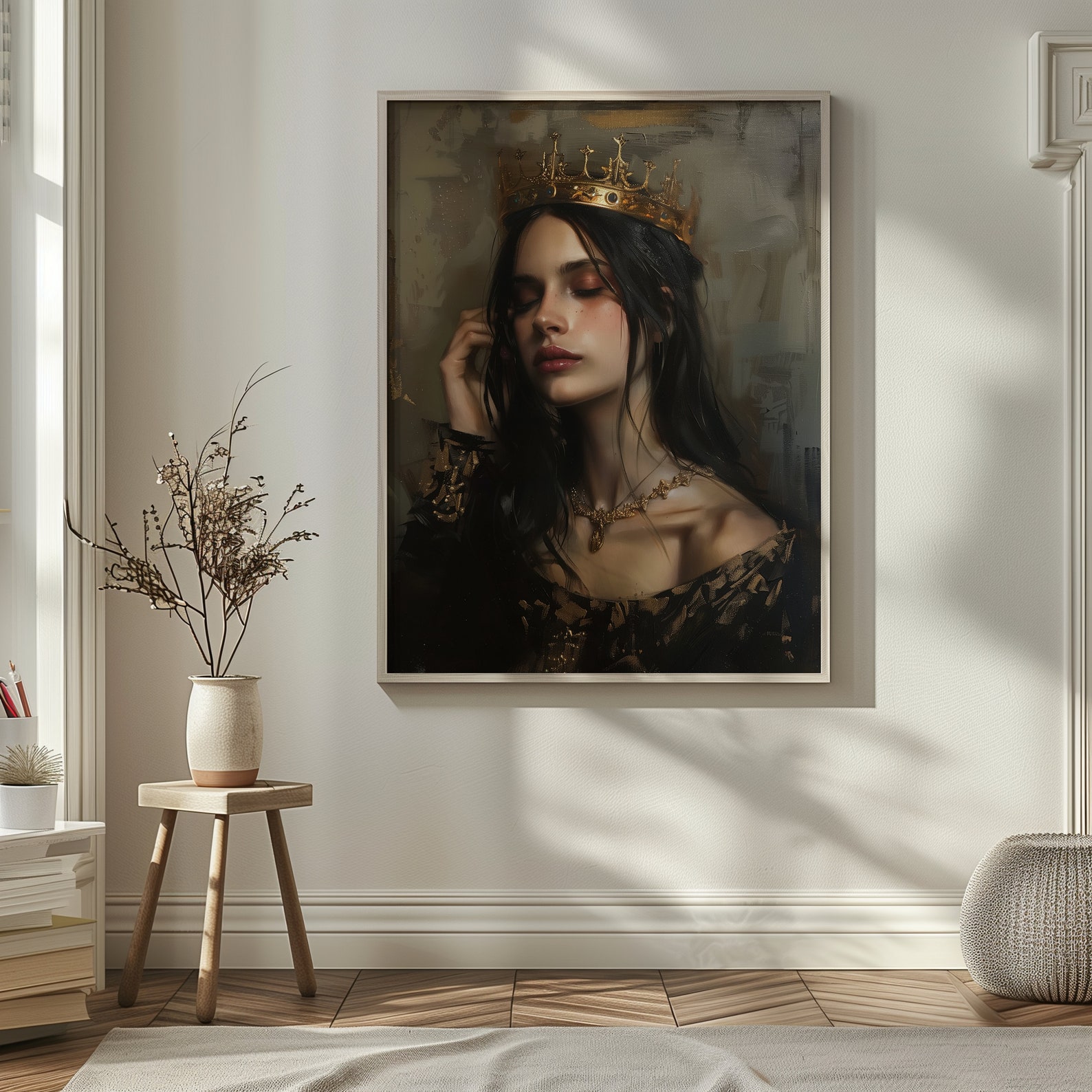 Royal Portrait Printable Art Digital Download Elegant Queen With Crown ...