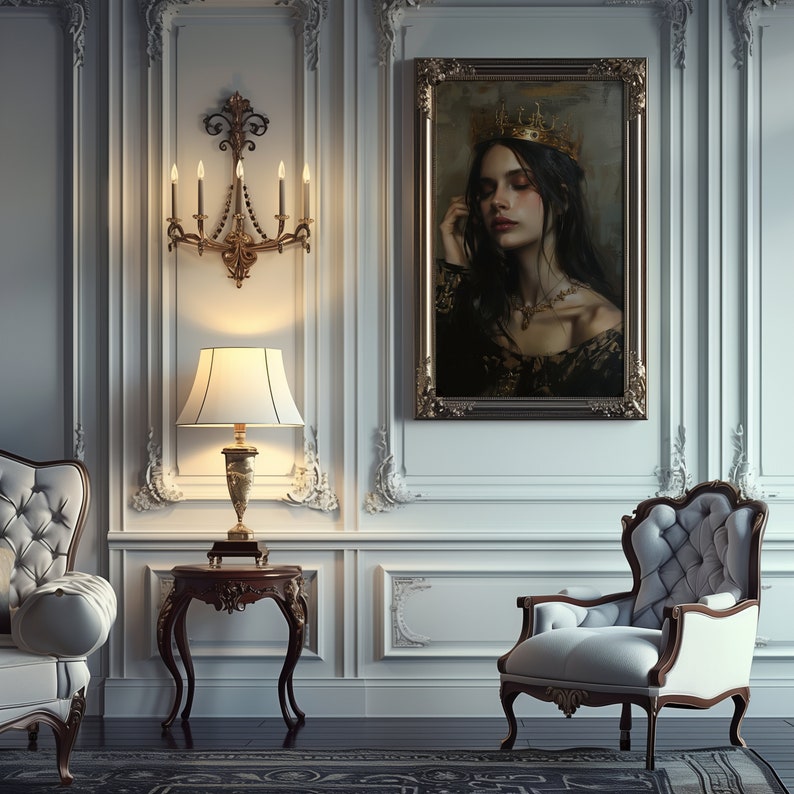 Royal Portrait Printable Art Digital Download Elegant Queen With Crown ...