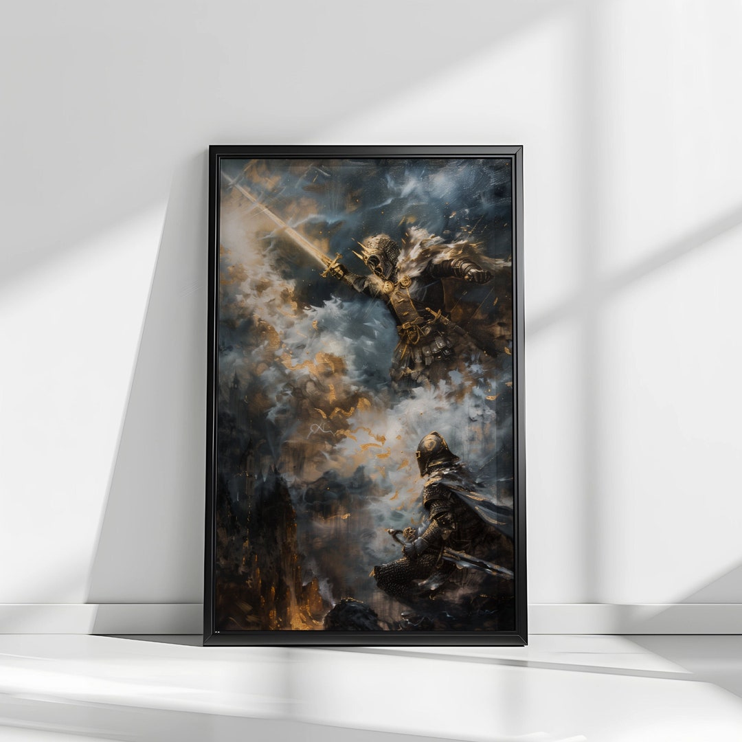 PRINTABLE Epic Fantasy Knight Battle Art | Digital Download | Medieval ...