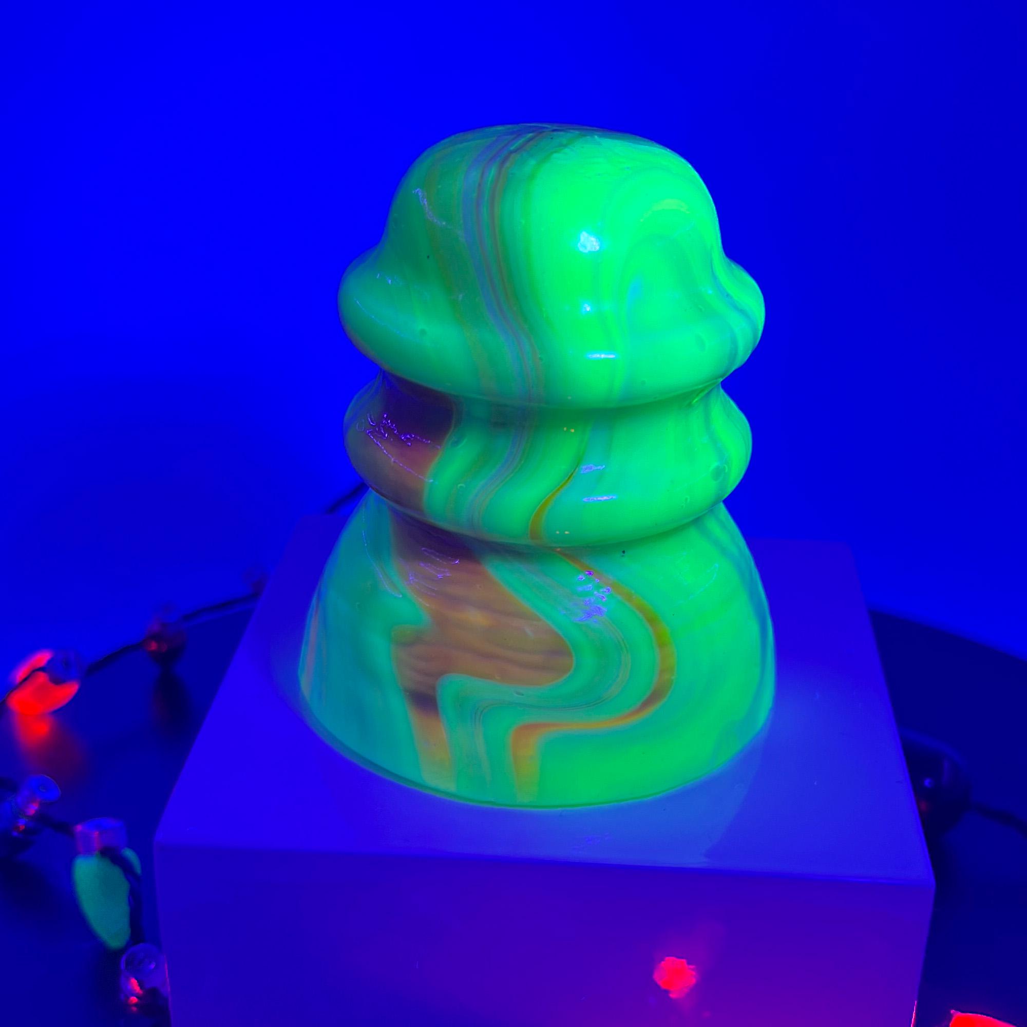Mini Uranium Burmese Glass Multicolor Swirl Hemingway Insulator Glows ...