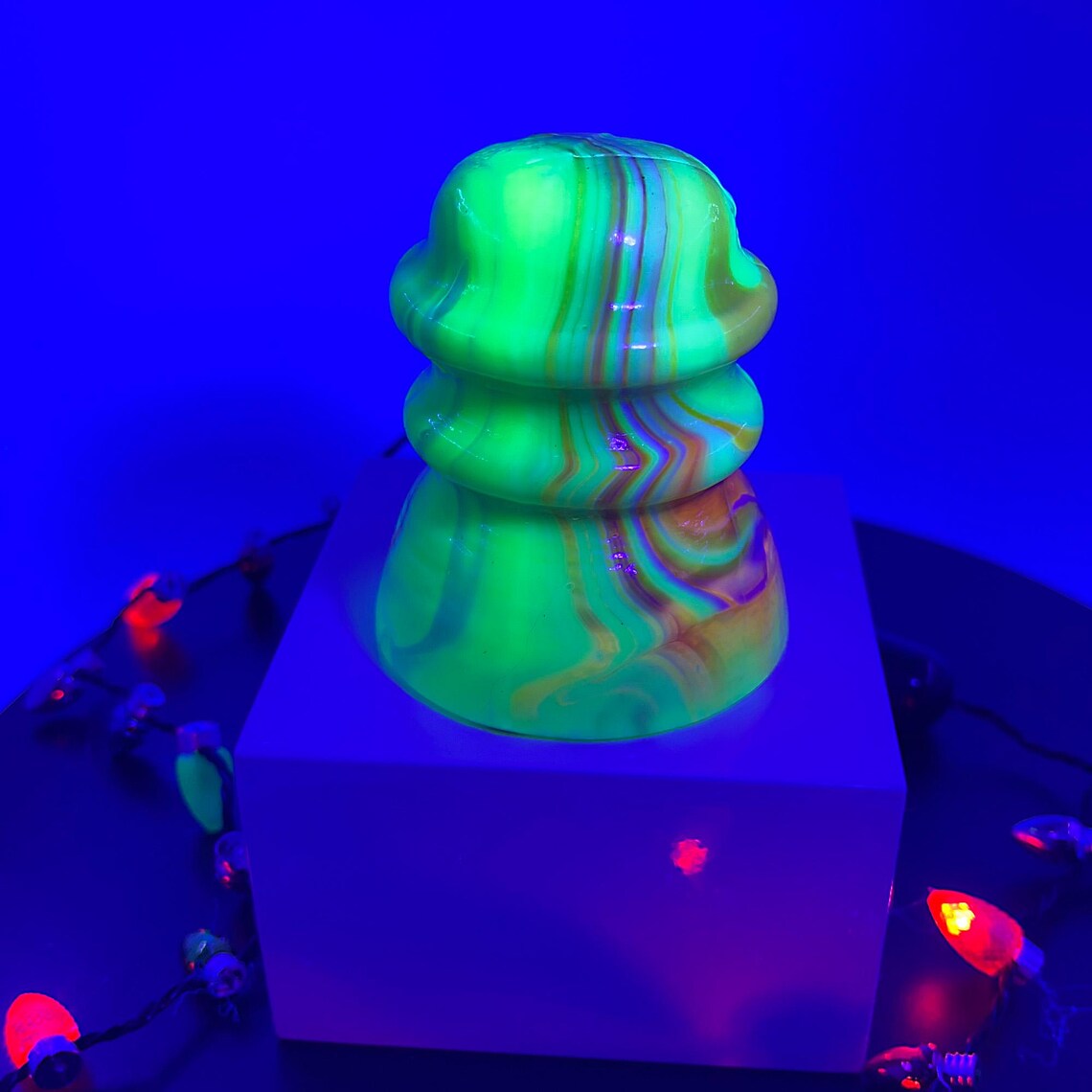 Mini Uranium Burmese Glass Multicolor Swirl Hemingway Insulator Glows ...