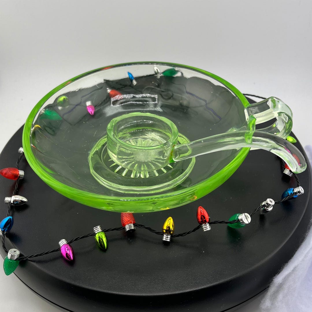 Vintage Anchor Hocking Uranium Glass Condiment Dish & Vintage Antique ...