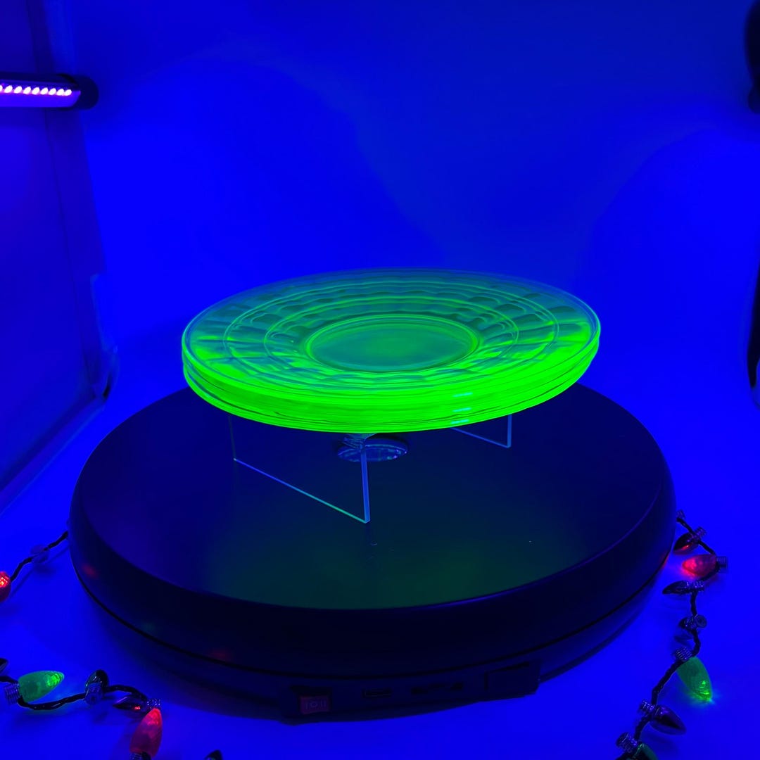 Anchor Hocking Uranium Glass Block Optic Lunch/salad Plates 3pc Set ...
