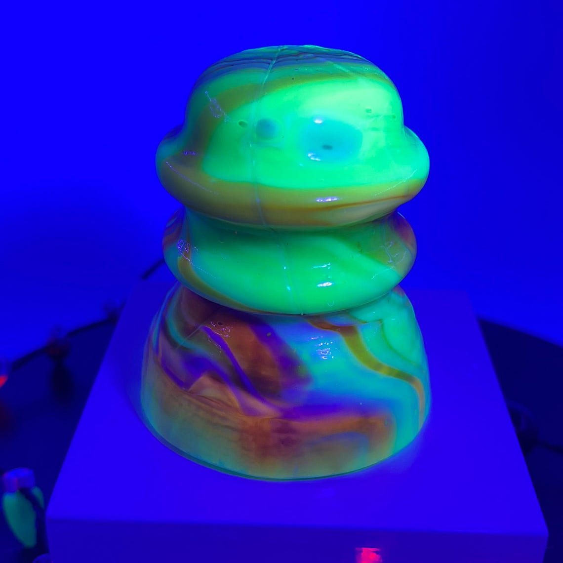 Mini Uranium Burmese Glass Multicolor Swirl Hemingway Insulator Glows ...