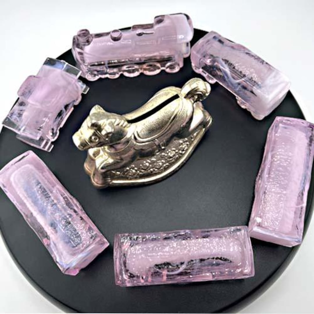 Vintage Boyd Special Glass Train Set - Cotton Candy Swirl - 6 Pieces - Etsy