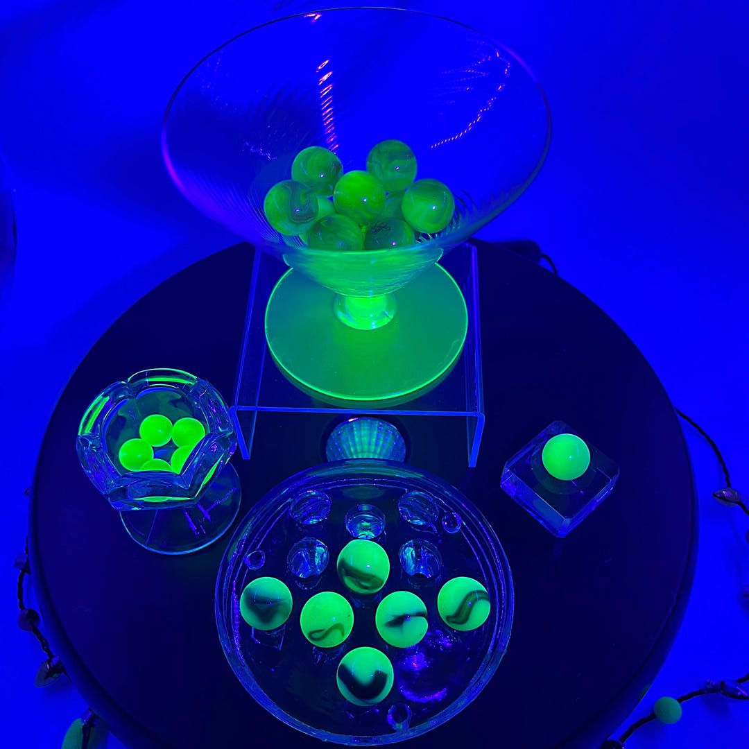 Uranium Sherbert, Crystal Marble Stand, Glass Flower Frog 11 Holes ...