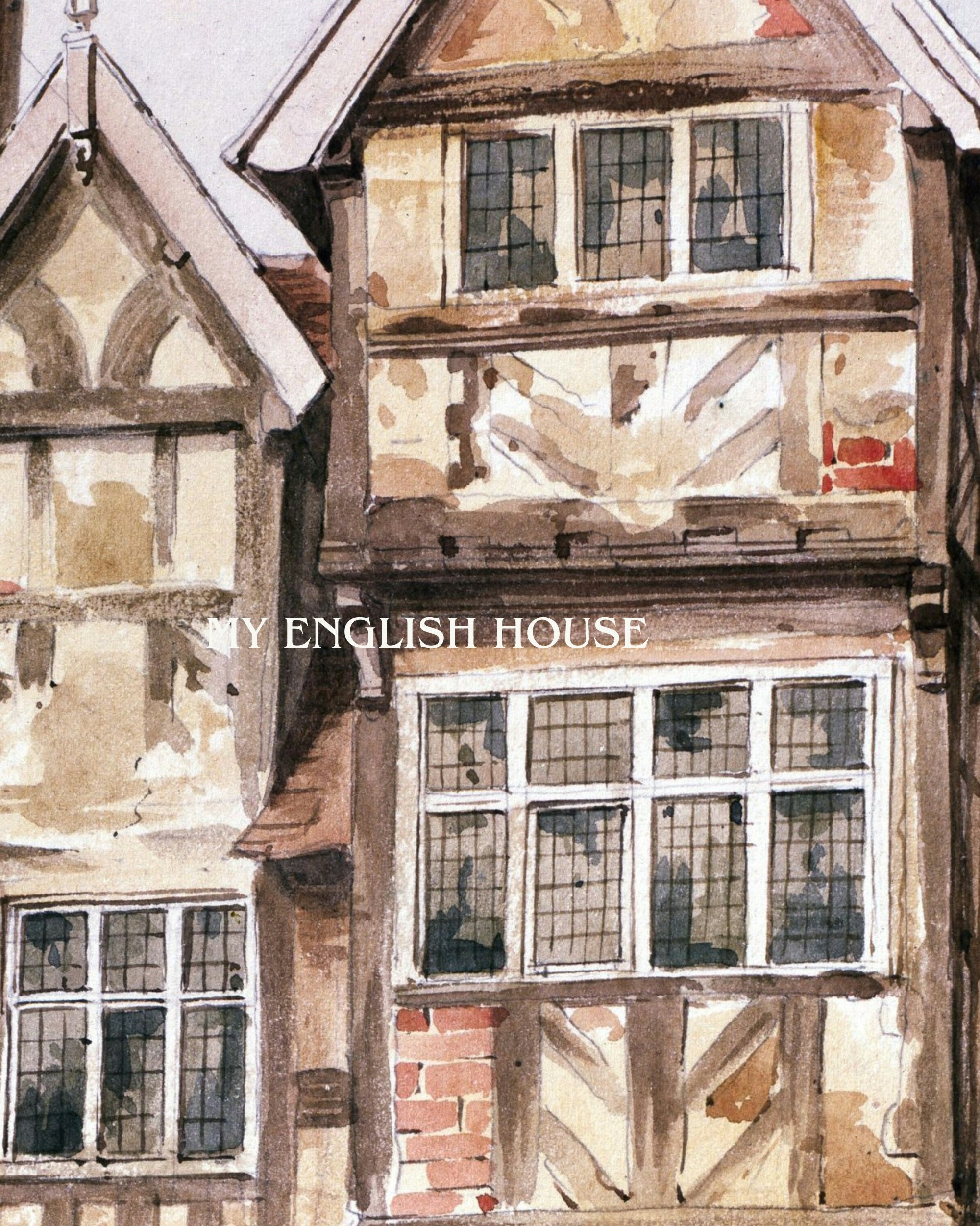 Vintage Abstract Country House Painting Soft Tones My English House ...