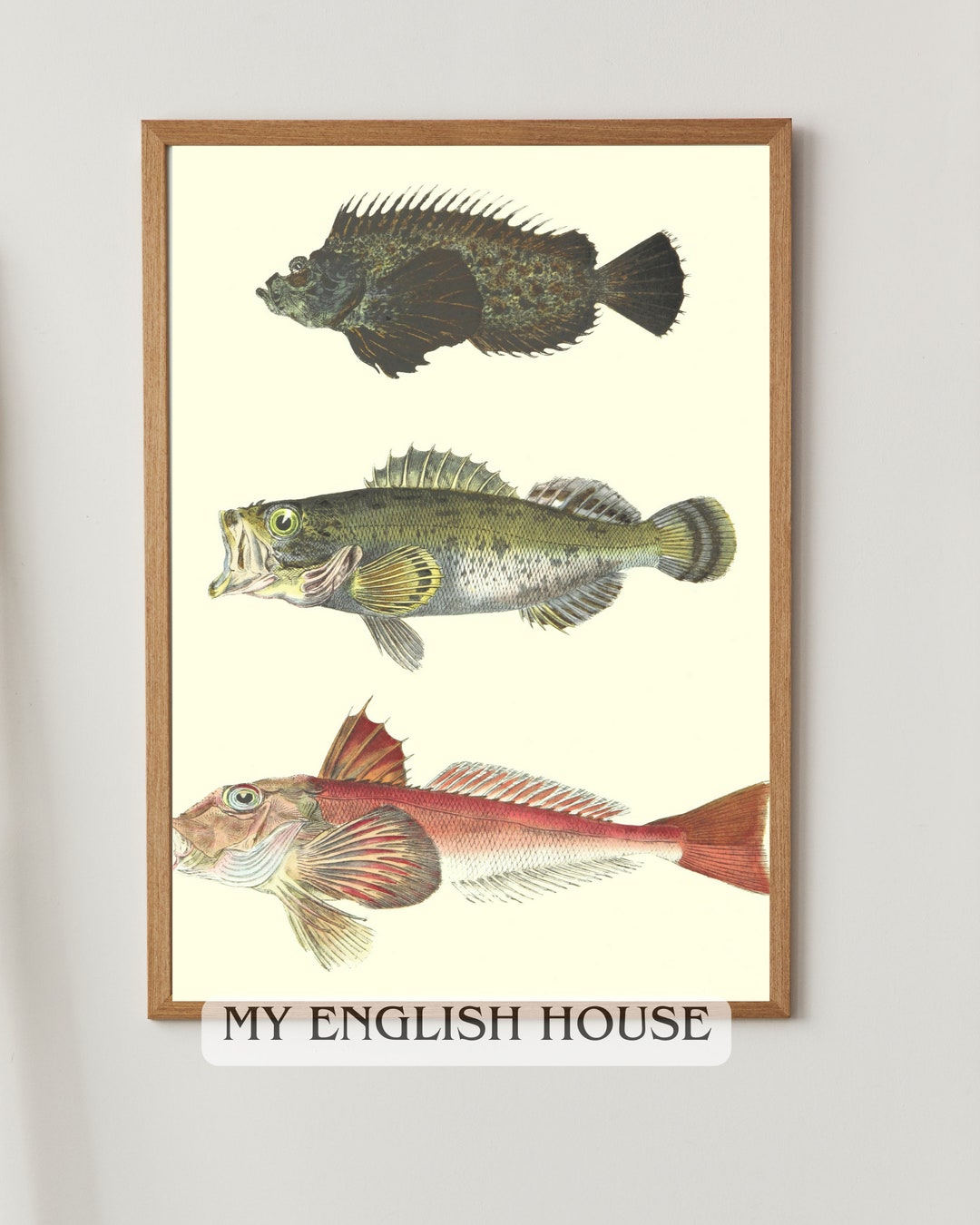 Vintage Three Fish Abstract Wall Art | Muted Fish PRINTABLE Digital ...
