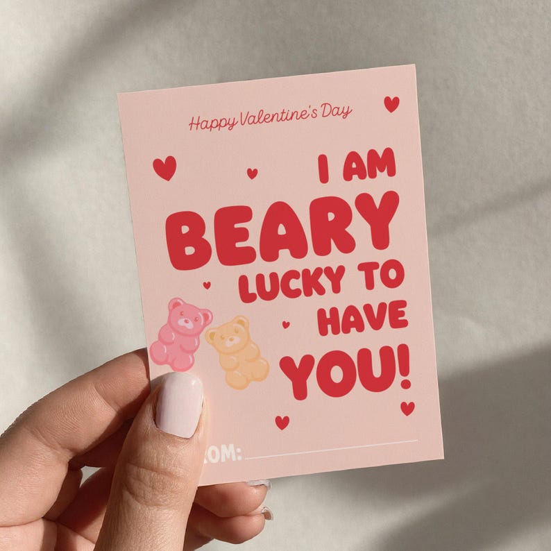 Gummy Bear Valentine Cards, Beary Valentines Exchange Cards, Girl ...