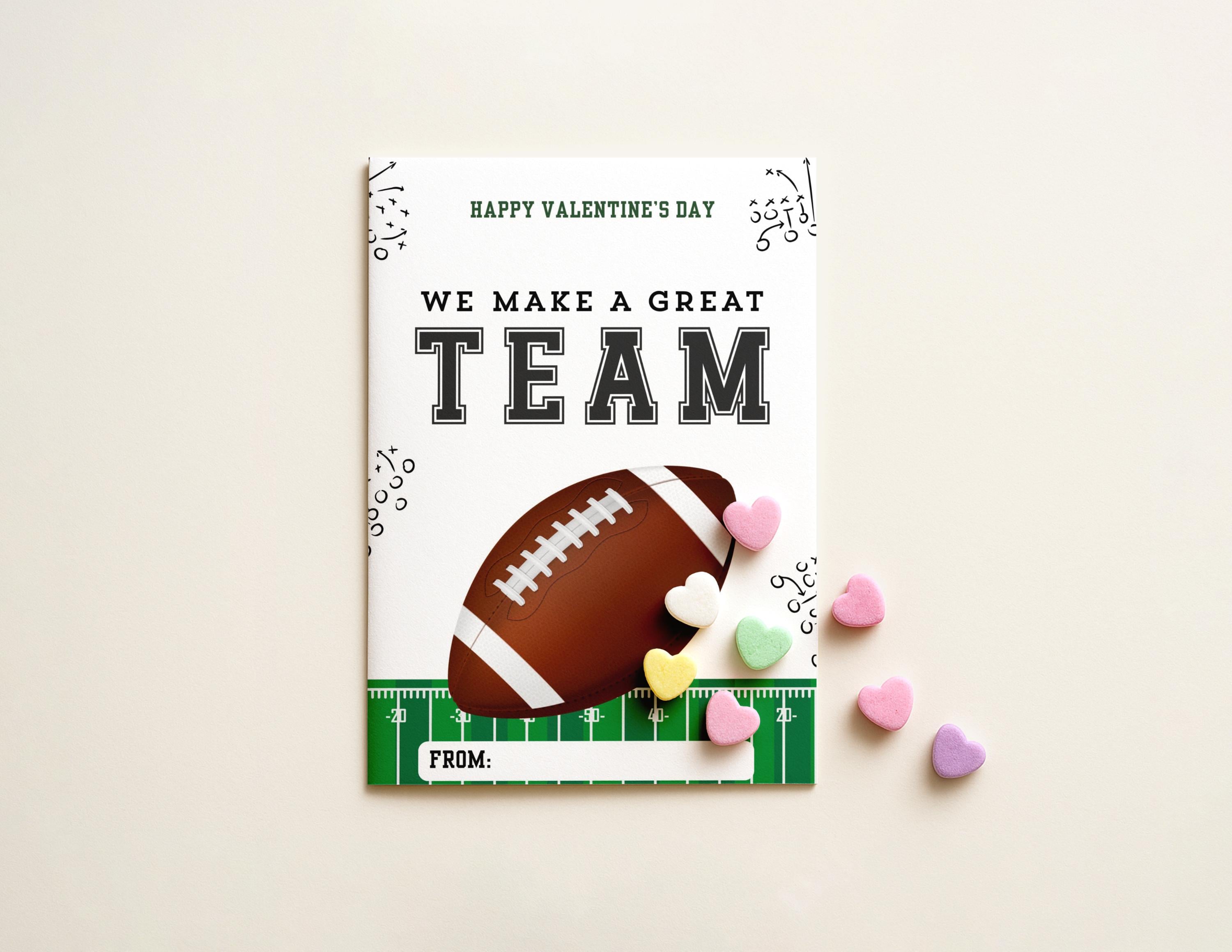 Football Valentine's Day Cards, Boys Valentine Cards, Printable Kids ...