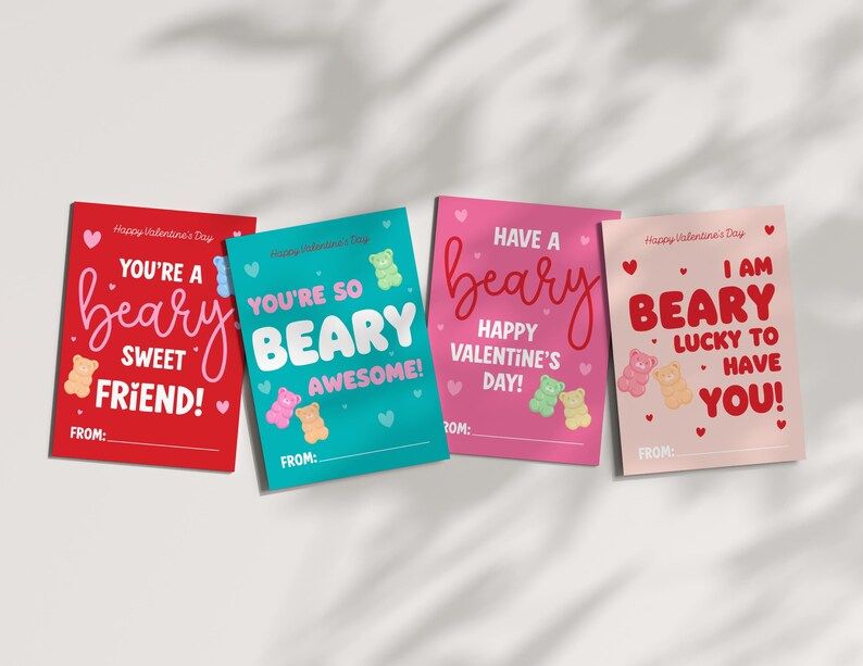 Gummy Bear Valentine Cards, Beary Valentines Exchange Cards, Girl ...