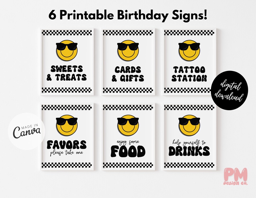 One Cool Dude Printable Party Signs Bundle One Happy Dude Birthday ...