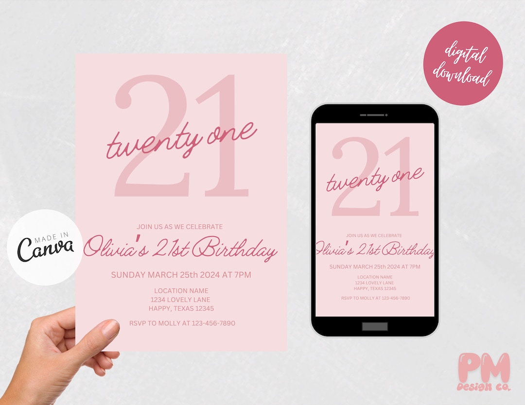 Editable 21st Birthday Dinner Invitation Digital Any Age Birthday Party ...
