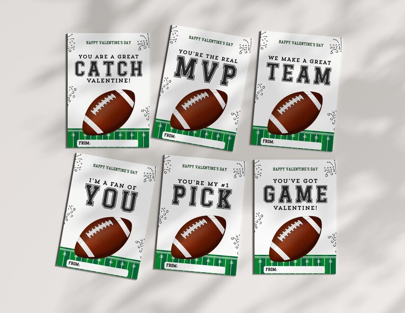 Football Valentine's Day Cards, Boys Valentine Cards, Printable Kids ...