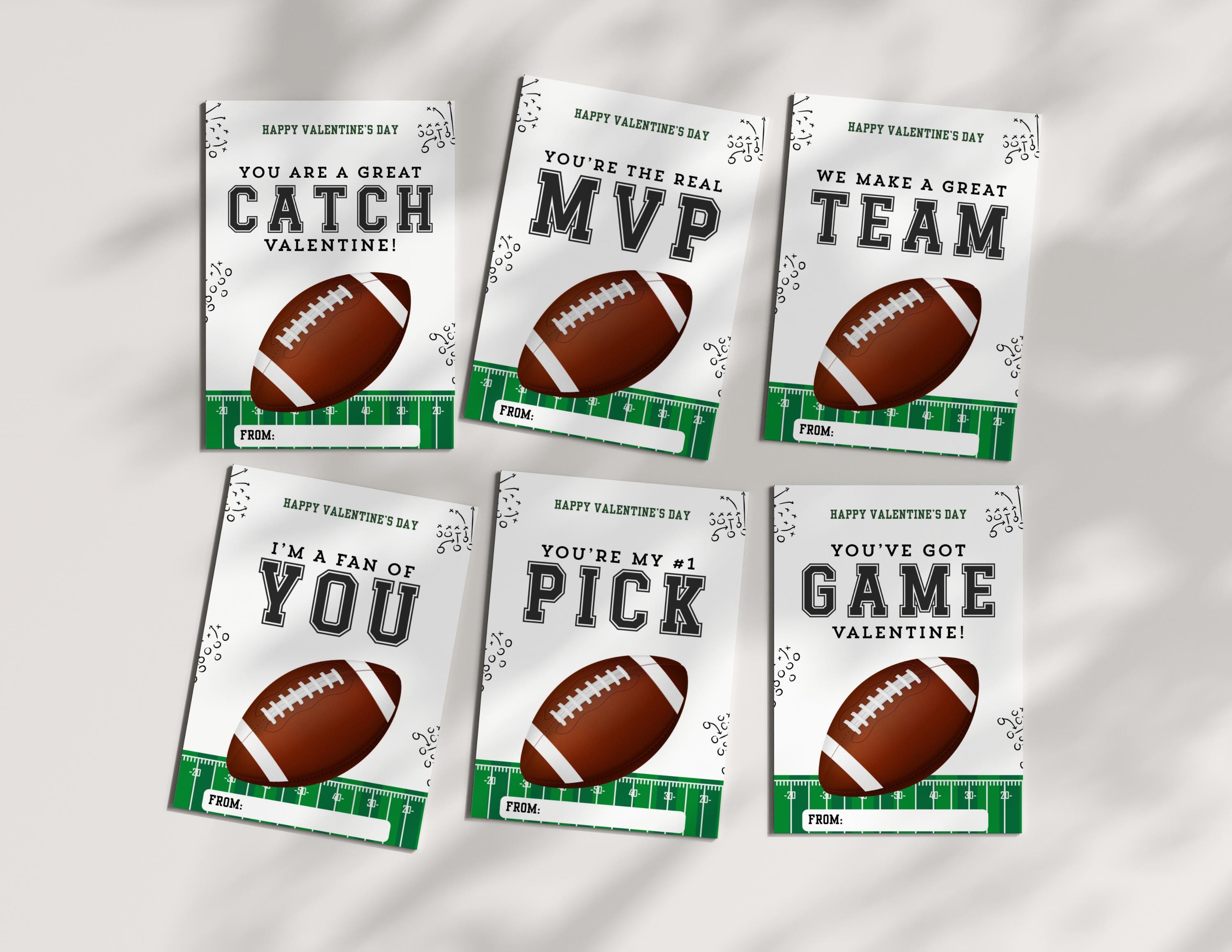 Football Valentine's Day Cards, Boys Valentine Cards, Printable Kids ...