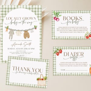 Locally Grown Baby Shower Invitation Bundle Boho Farmer's Market Baby ...
