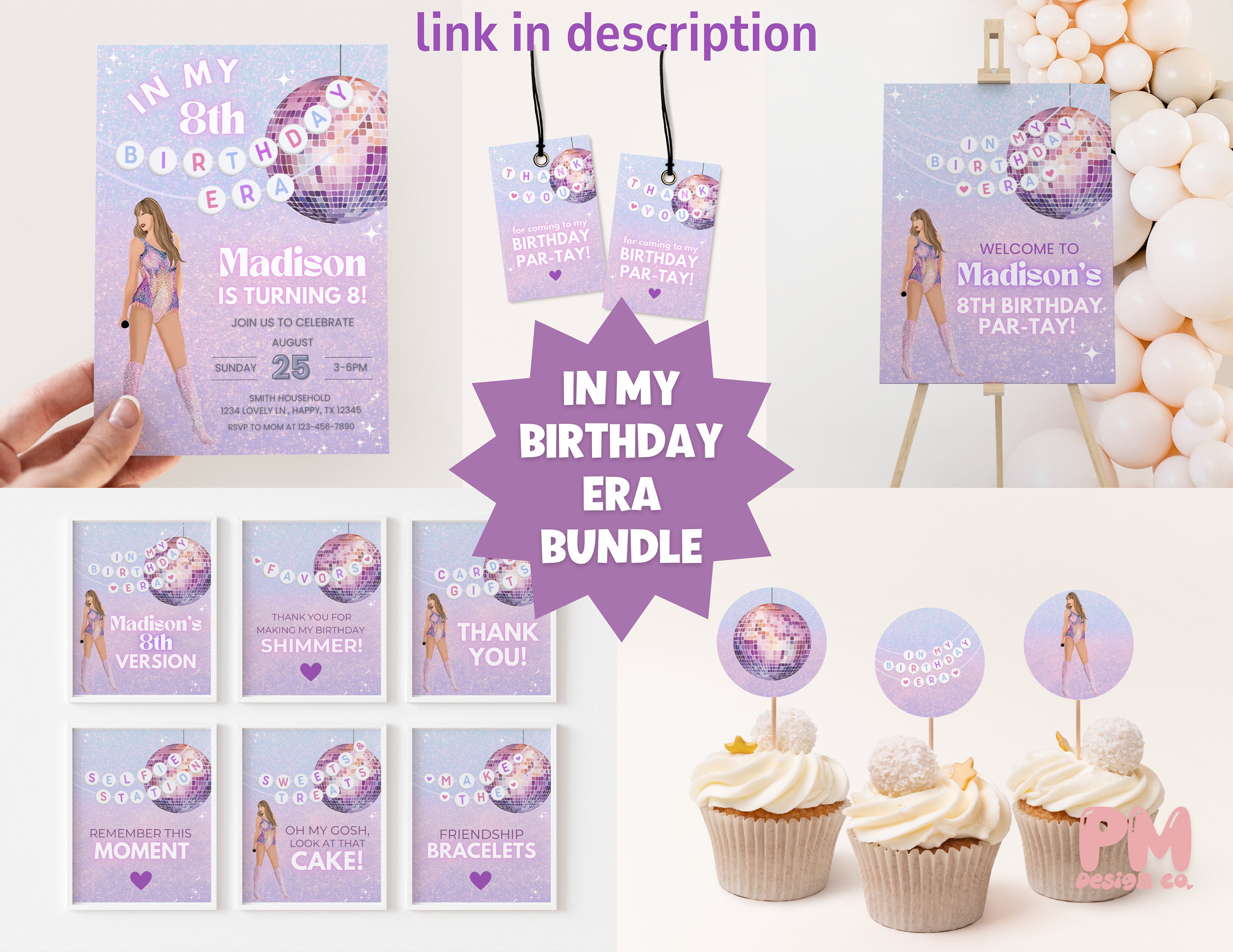 Printable Eras Thank You Tags 2x3.5in in My Birthday Era Trendy Taylor ...