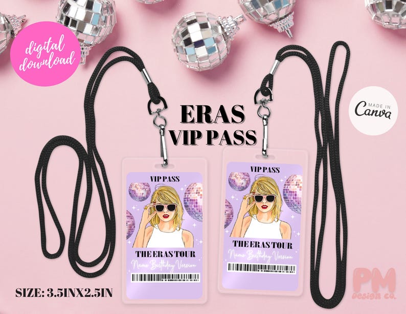 VIP Party Pass Badge Editable in My Birthday Era Party Pass Trendy ...