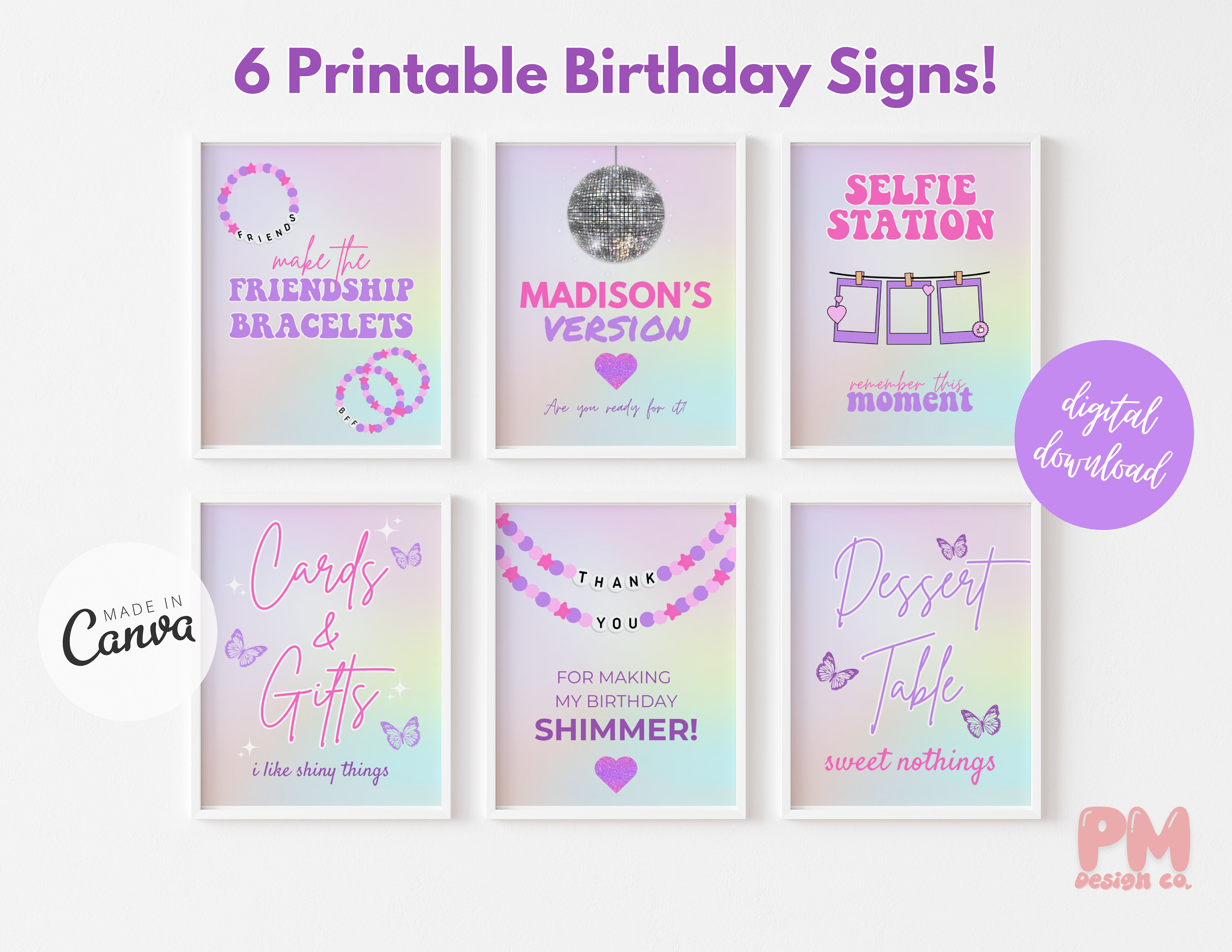 Printable Taylor Birthday Bundle Signs 8x10 Eras Birthday Party Theme ...