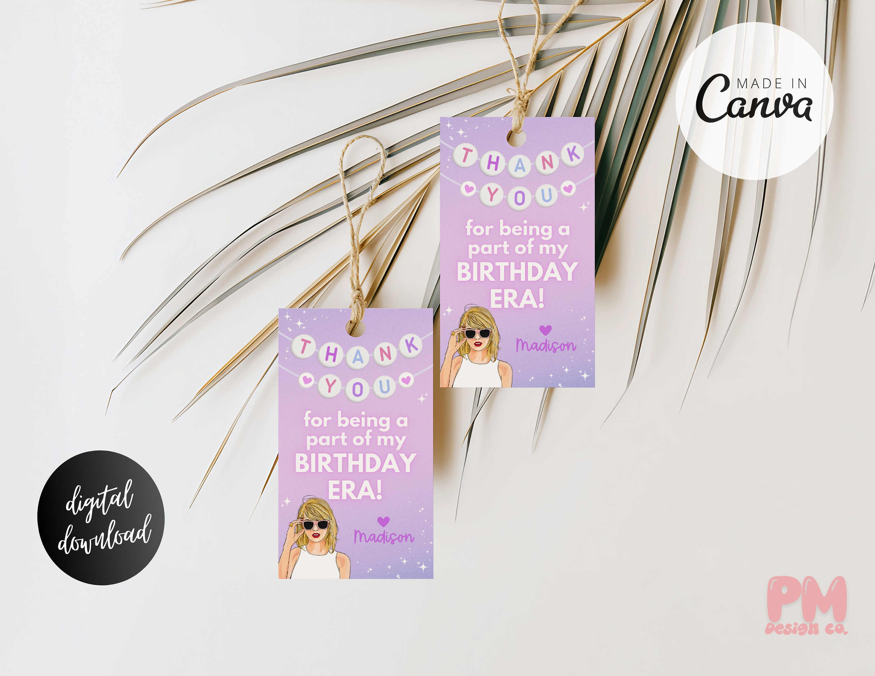 Printable Eras Thank You Tags 2x3.5in in My Birthday Era Trendy Taylor ...