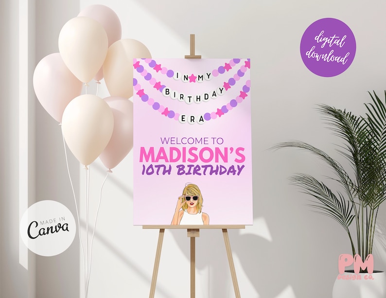 Printable Taylor Welcome Birthday Sign 18X24 Eras Birthday Party Theme ...