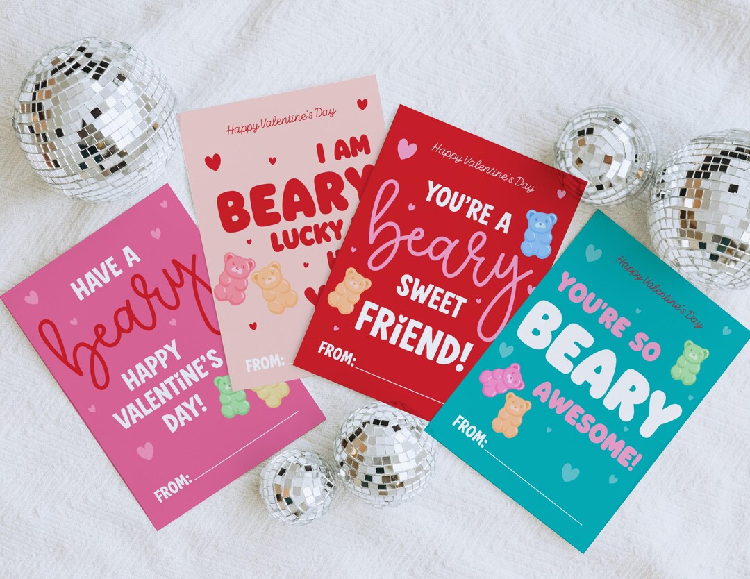 Gummy Bear Valentine Cards, Beary Valentines Exchange Cards, Girl ...