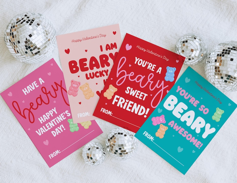 Gummy Bear Valentine Cards, Beary Valentines Exchange Cards, Girl ...