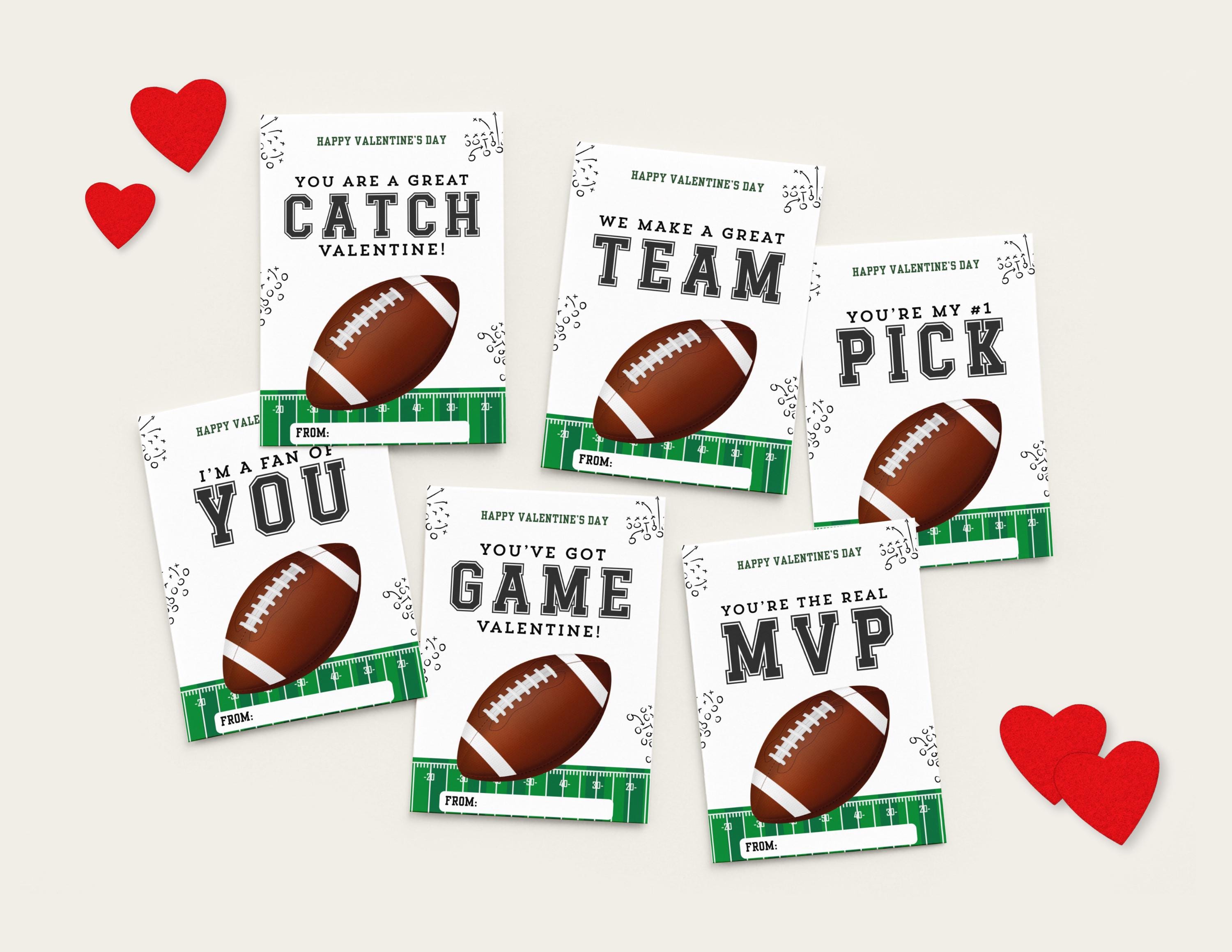 Football Valentine's Day Cards, Boys Valentine Cards, Printable Kids ...