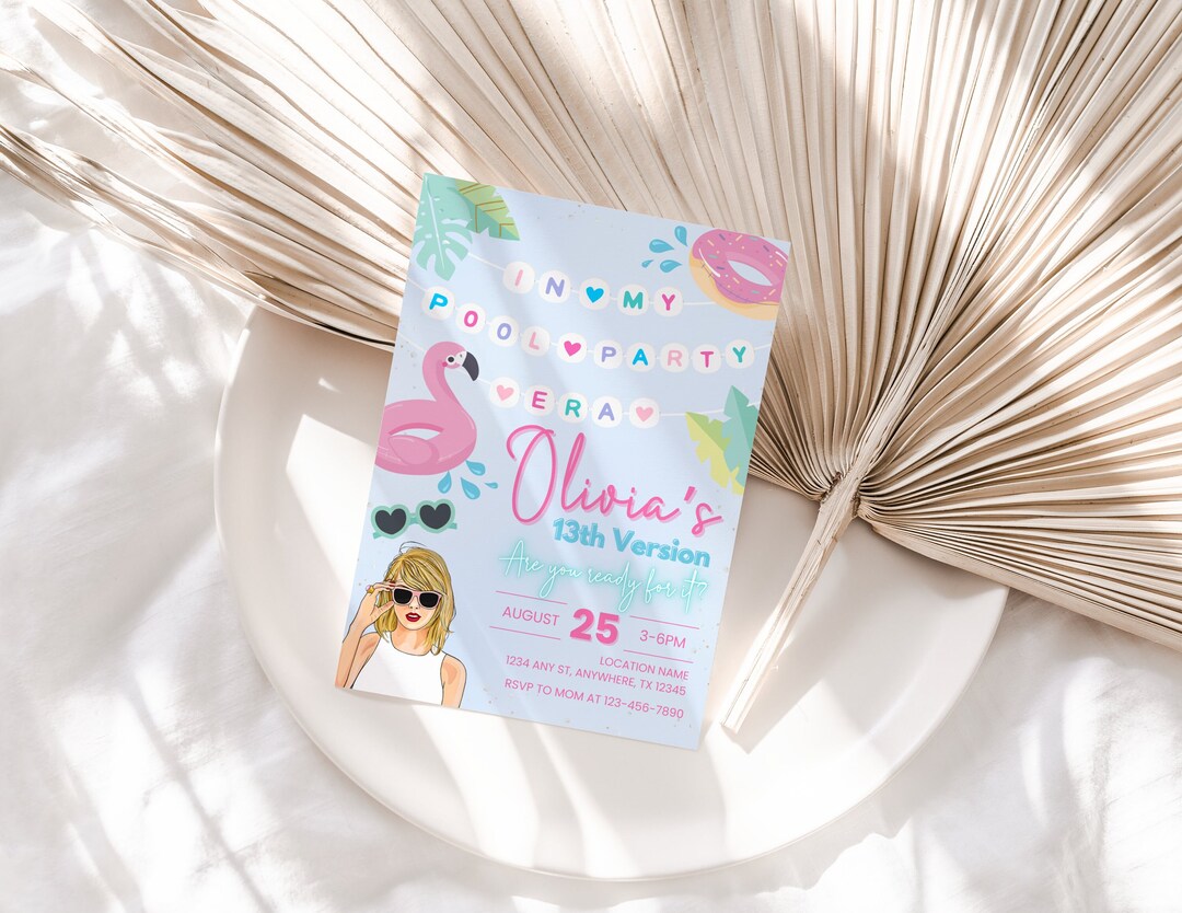 Editable Pool Party Invite in My Pool Party Era Birthday Eras Decor ...