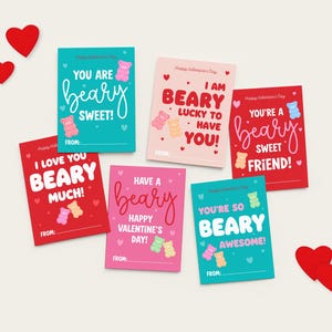 Gummy Bear Valentine Cards, Beary Valentines Exchange Cards, Girl ...