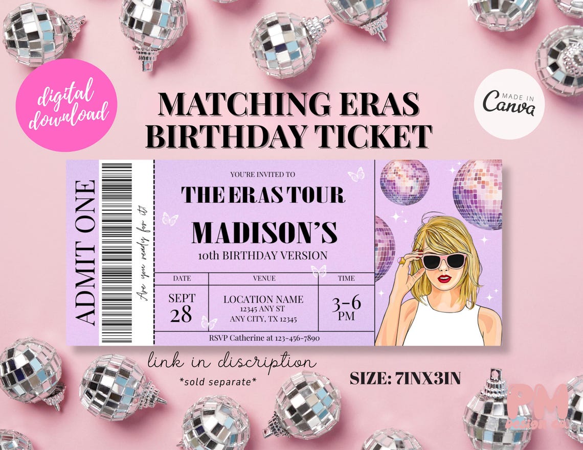 VIP Party Pass Badge Editable in My Birthday Era Party Pass Trendy ...