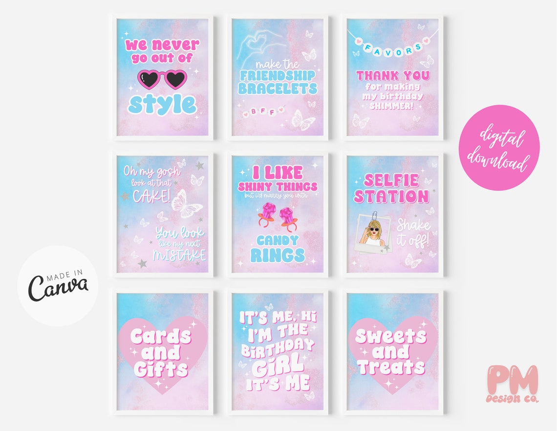 Printable Taylor Birthday Bundle Signs 8x10 Eras Birthday Party Theme ...
