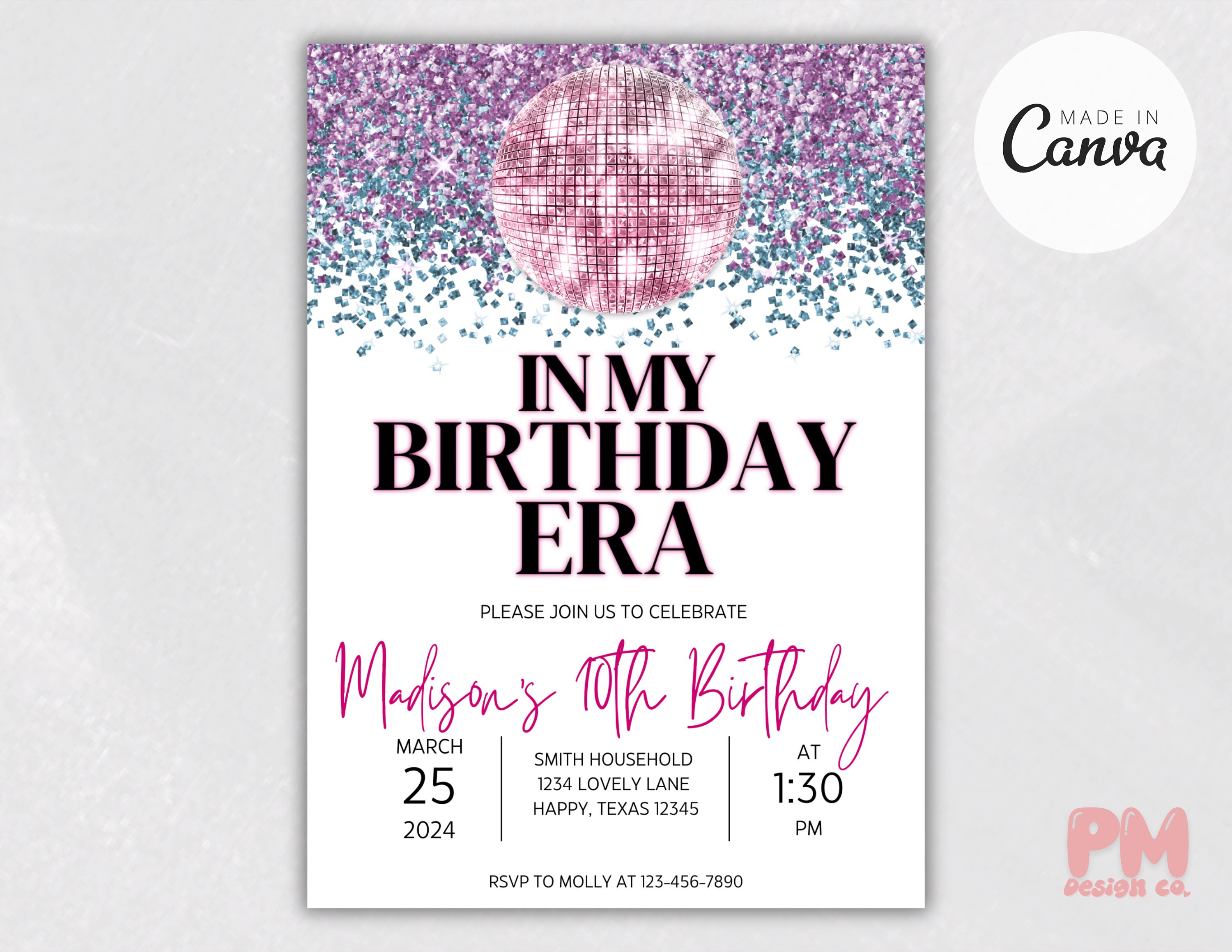 Editable in My Birthday Era Invitation Eras Party Decor Glitter ...