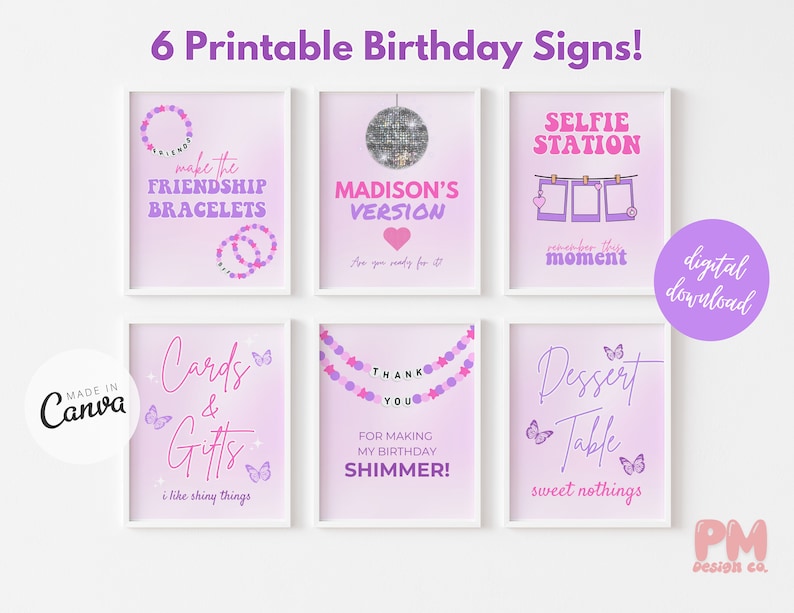 Printable Taylor Birthday Bundle Signs 8x10 Eras Birthday Party Theme ...