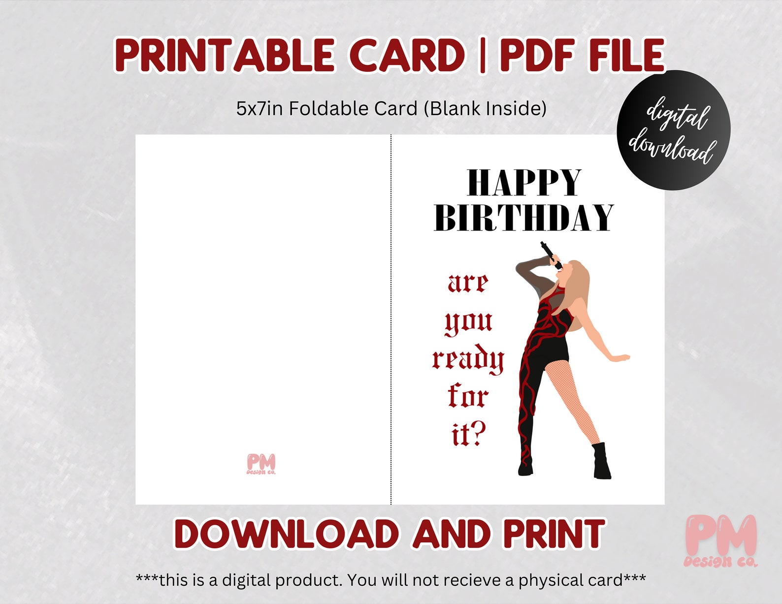 Printable Taylor Happy Birthday Card Are You Ready for It? Reputation ...