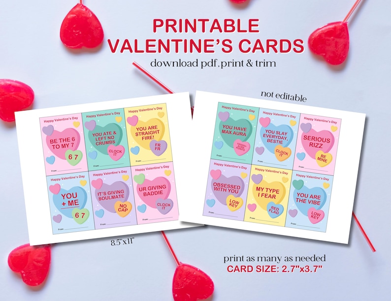 67 Kids Slang Valentines Day Cards, Printable Funny Valentine Card, Gen ...