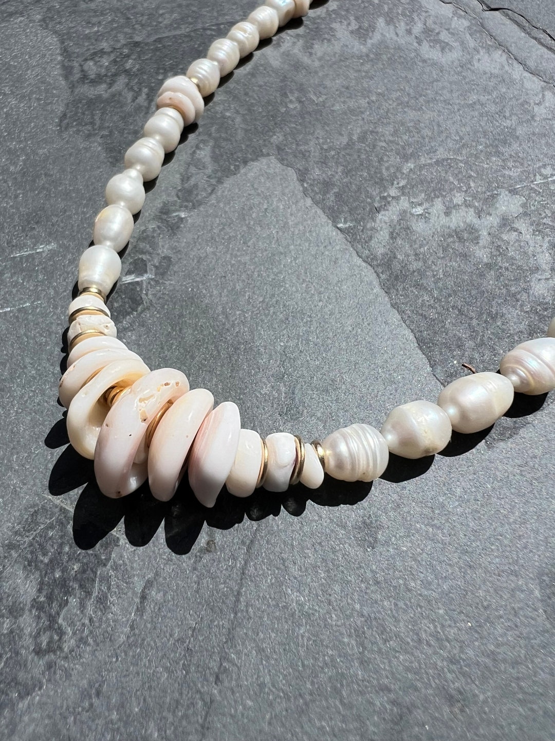 Hawaiian Puka Shells Mixed With Freshwater Pearls & Gold-filled Donut ...