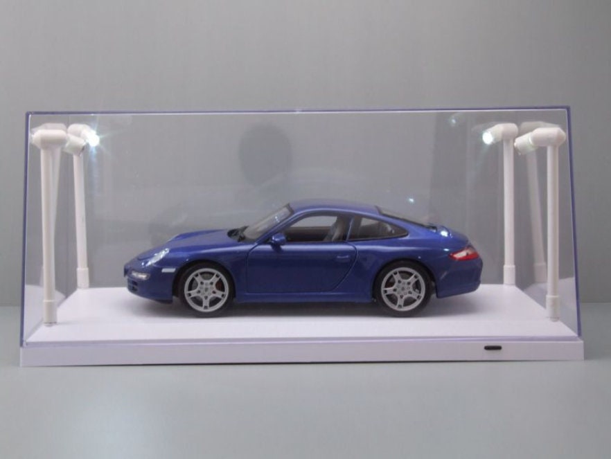 Transparent Box Display Case With LED Lighting White for 1:18 Model ...