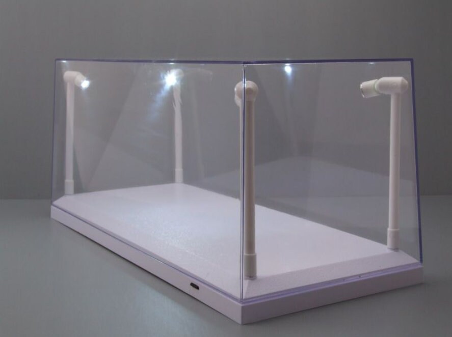 Transparent Box Display Case With LED Lighting White for 1:18 Model ...