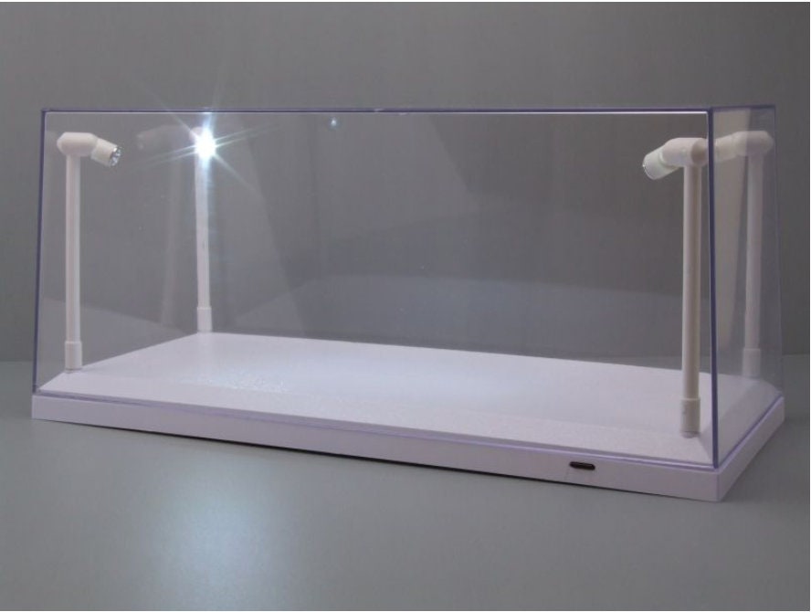 Transparent Box Display Case With LED Lighting White for 1:18 Model ...