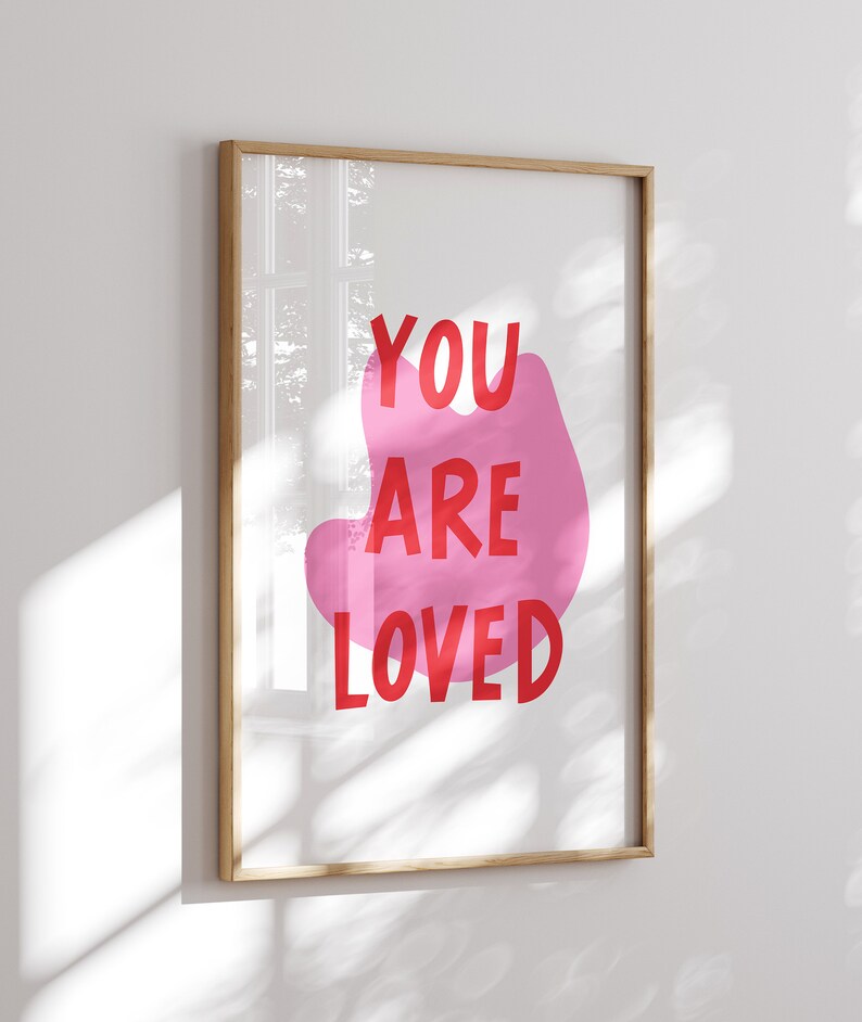 You Are Loved (pink), Printable Kid's Wall Art, Children's Downloadable ...
