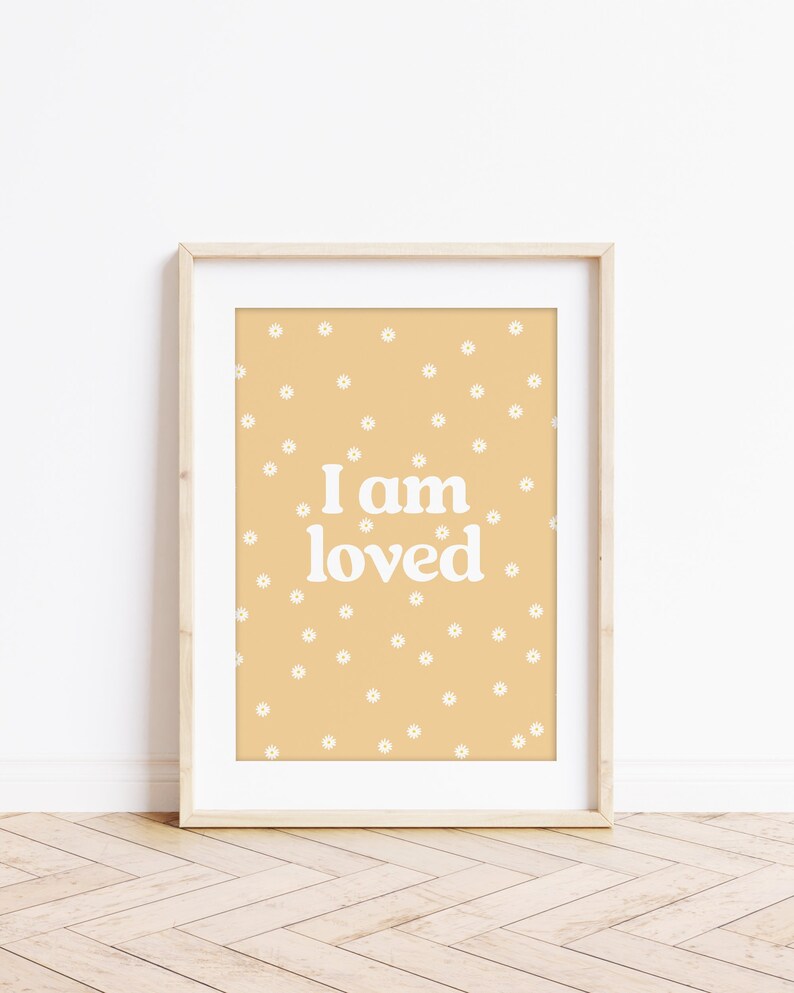 I Am Loved (yellow), Digital Kids Art, Childrens Printable Wall Art ...
