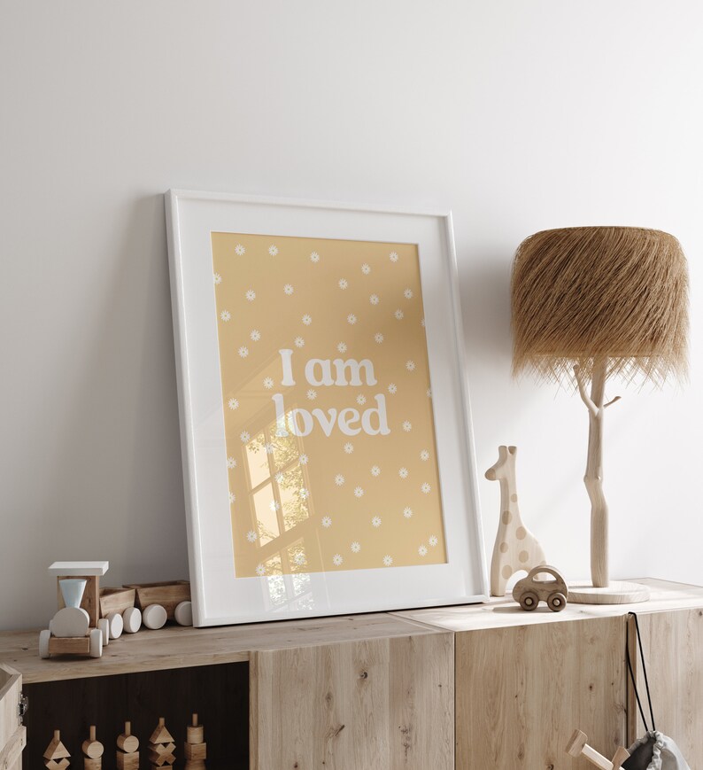 I Am Loved (yellow), Digital Kids Art, Childrens Printable Wall Art ...