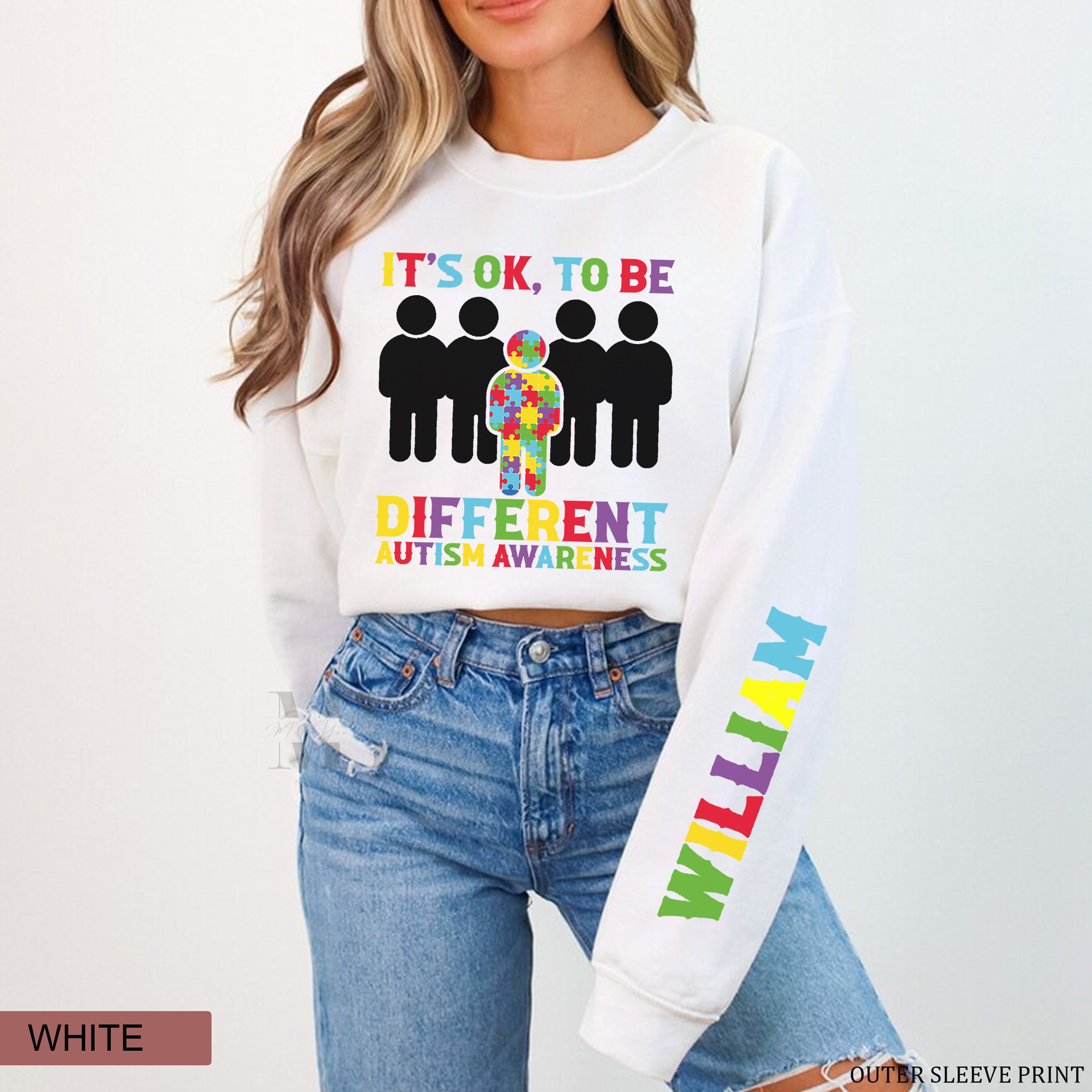 Custom Autism Shirt With Name Sleeve Autism Awareness Mom Sweatshirt ...