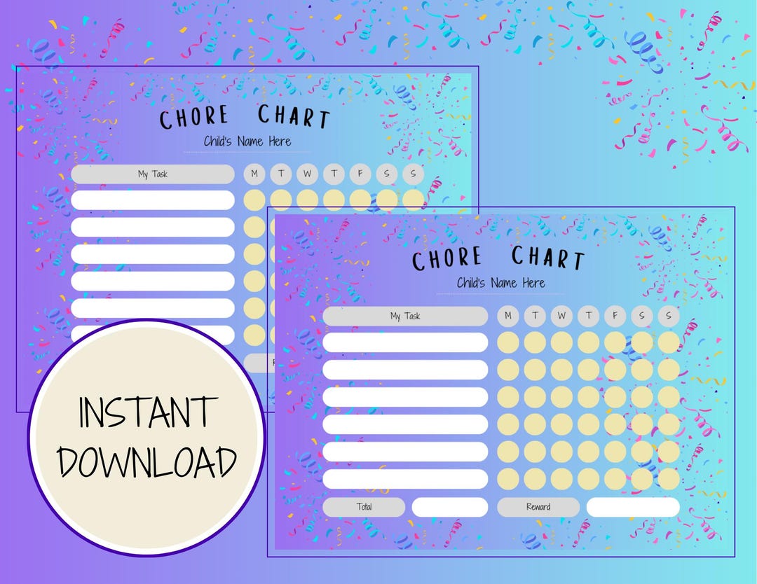 Editable Kids Chore Chart: Printable Responsibility & Reward System - Etsy