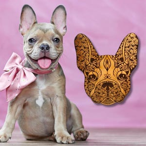 Laser Engraved Frenchie Head, Laser Engraved French Bulldog, Frenchie ...