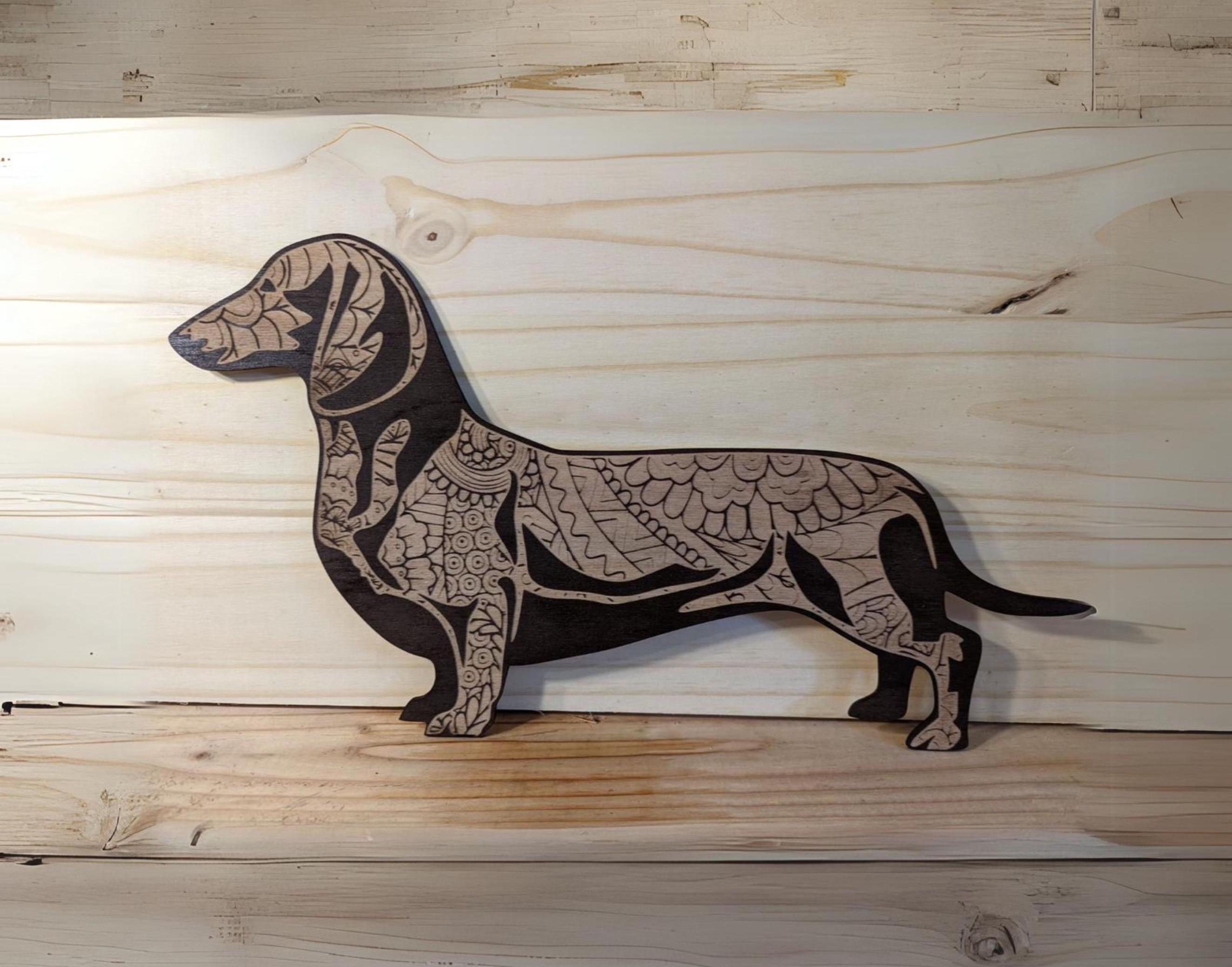 Laser Engraved Dachshund Full Body Wooden Dog, Dachshund Weiner Dog ...