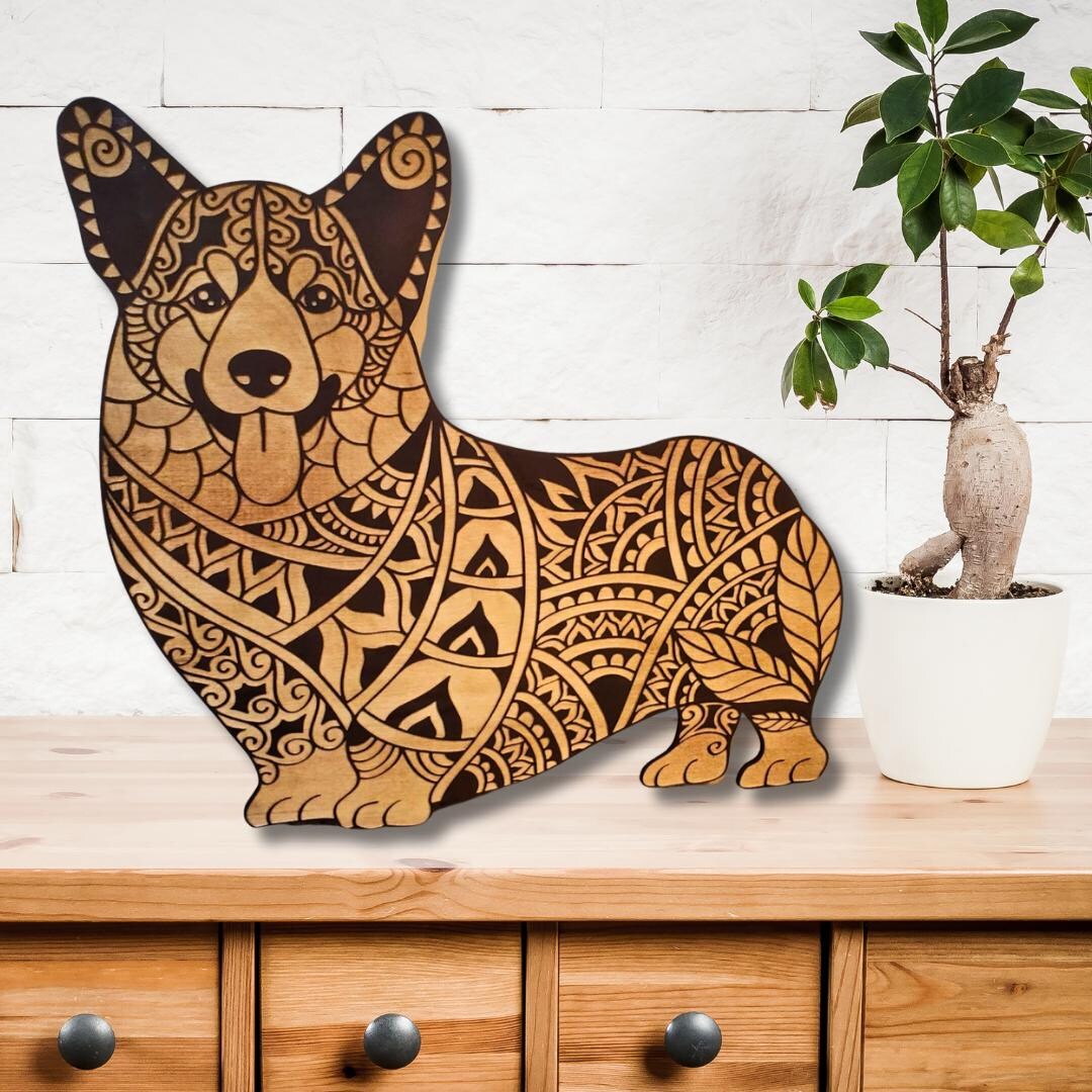 Laser Engraved Welsh Corgi Full Body Unique Laser Engraving, Welsh ...