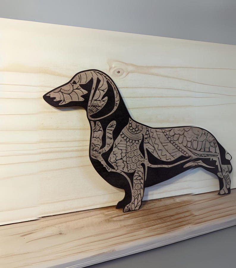 Laser Engraved Dachshund Full Body Wooden Dog, Dachshund Weiner Dog ...